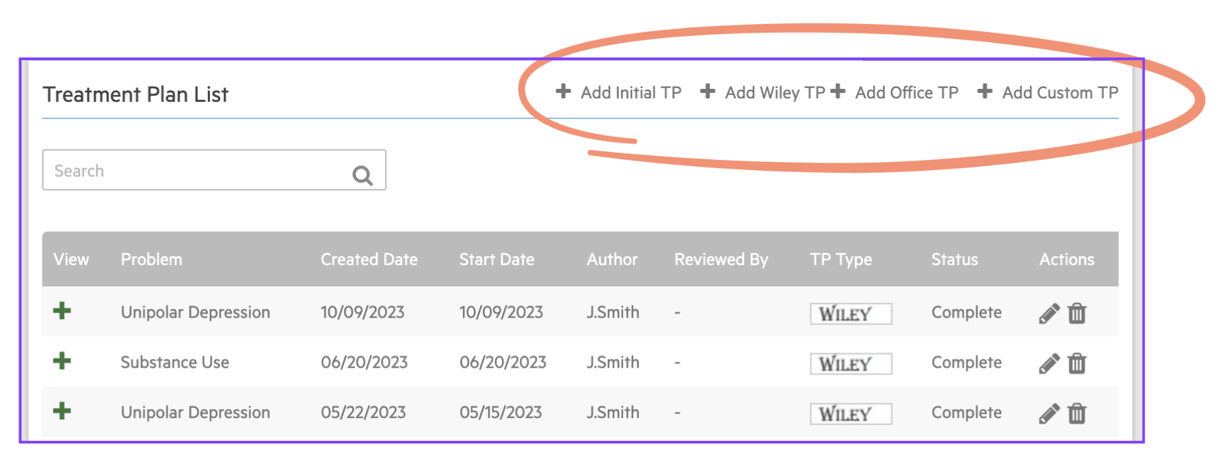 Treatment Plan Templates