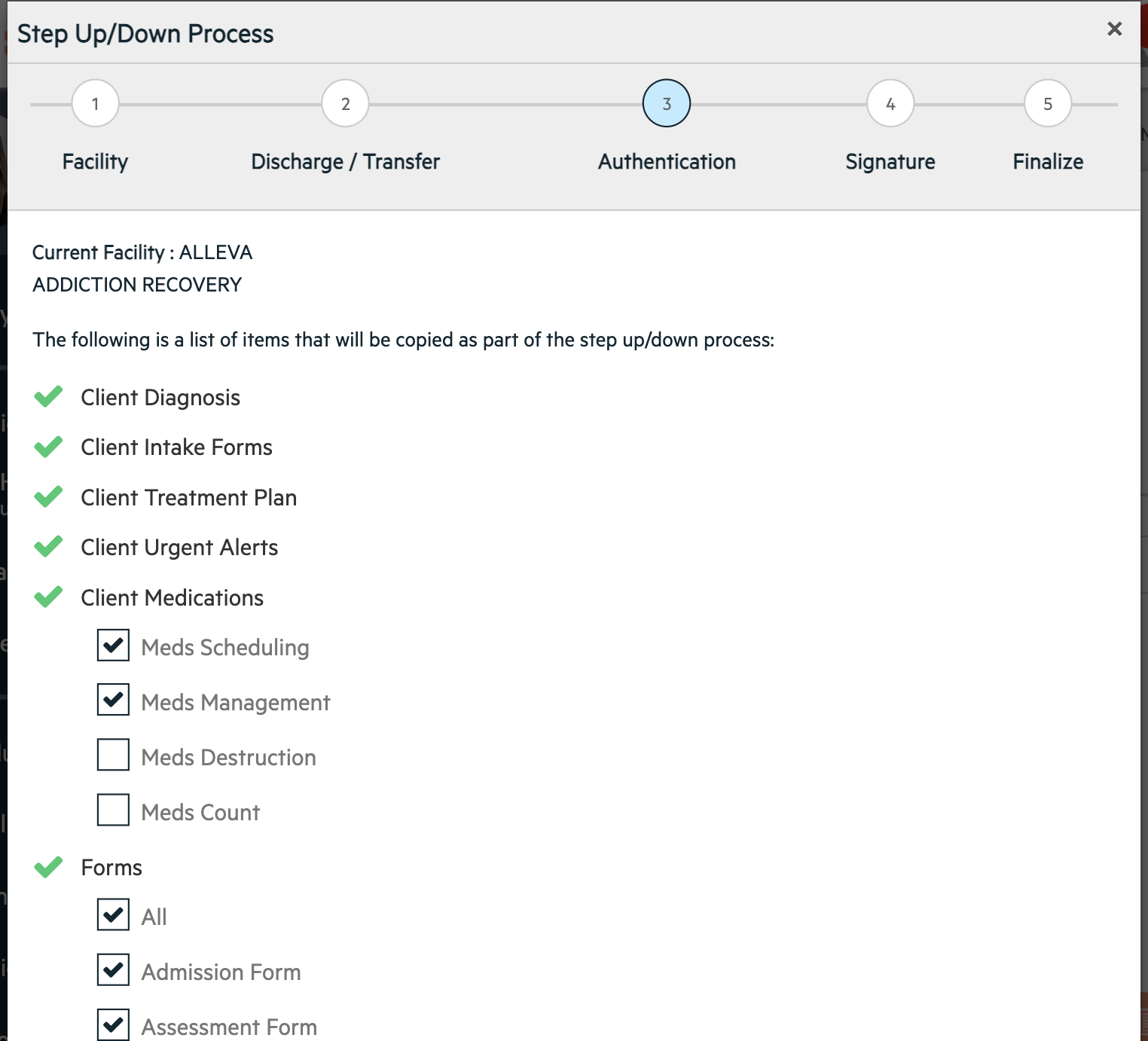 Change a Client's Level of Care or Transfer to Another Location